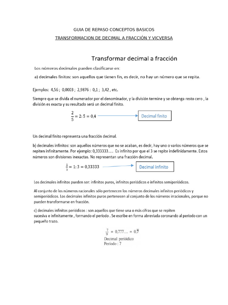guia repaso dec a frac | PDF