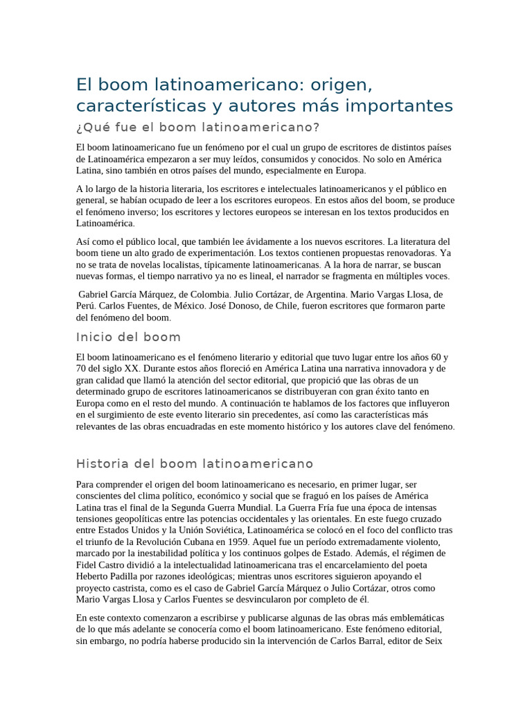 El Boom Latinoamericano | PDF | Gabriel García Márquez | America latina