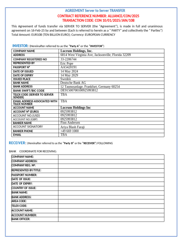 Lucrum Holdings Inc DOA Common Account To Common Account | PDF | Wire ...