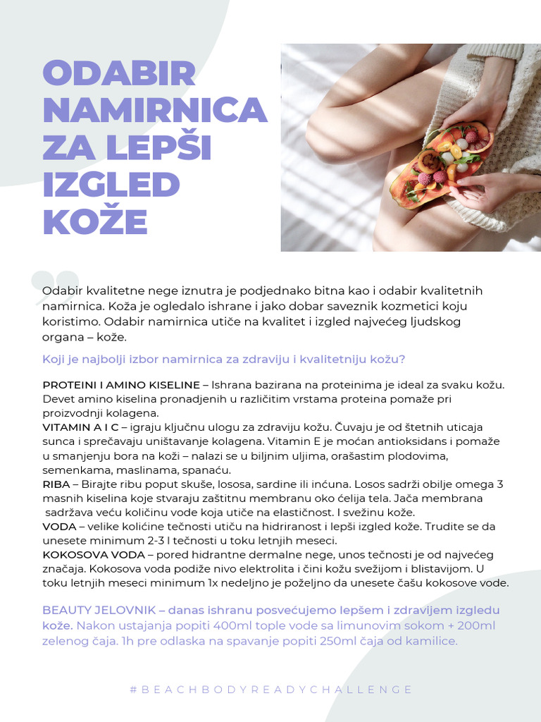 Odabir Namirnica Za Zdraviji Izgled Kože | PDF