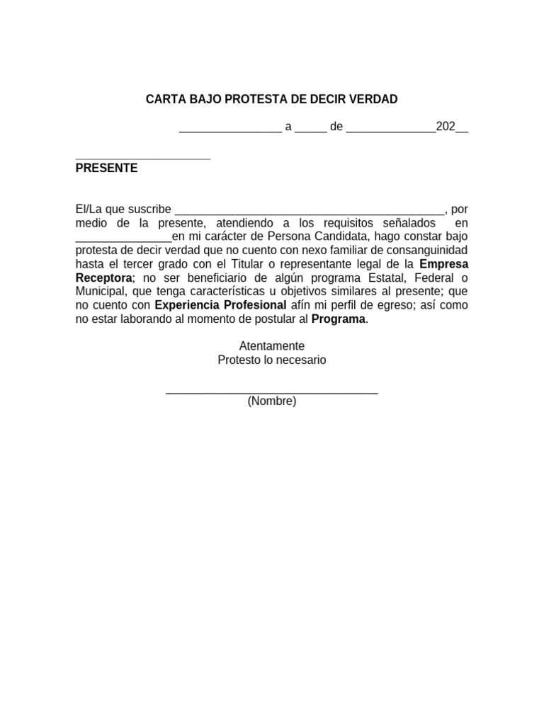 1carta Protesta Decir Verdad | PDF