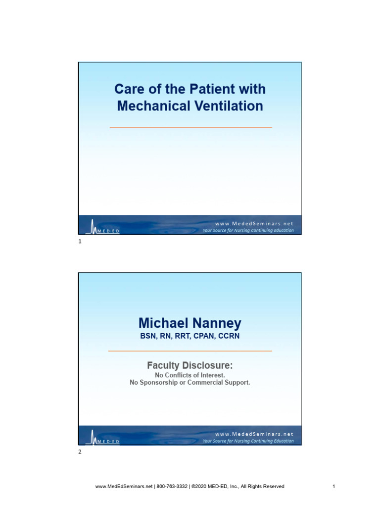 Mechanical Ventilation in Nursing Care | PDF | Respiratory System ...