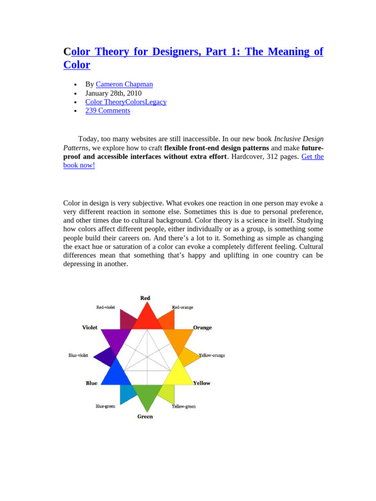Color Theory For Designers | PDF | Color | Hue