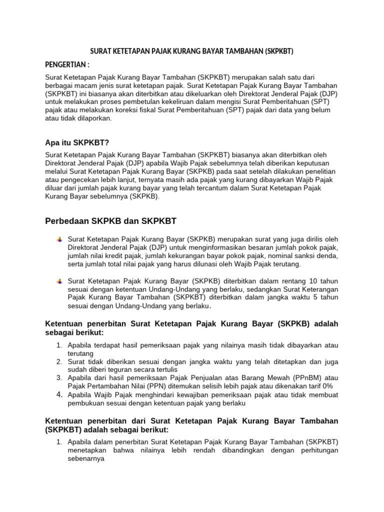 Pengertian SKPKBT dan Sanksinya | PDF