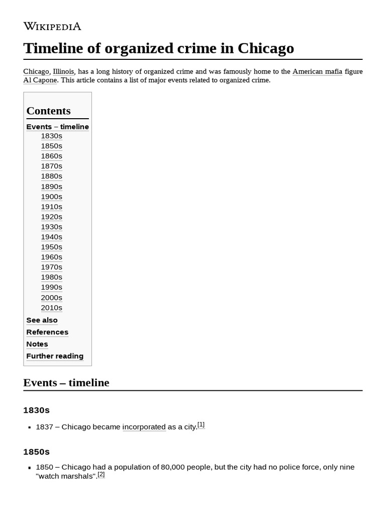 Timeline of Organized Crime in Chicago | PDF | Al Capone | Chicago Outfit