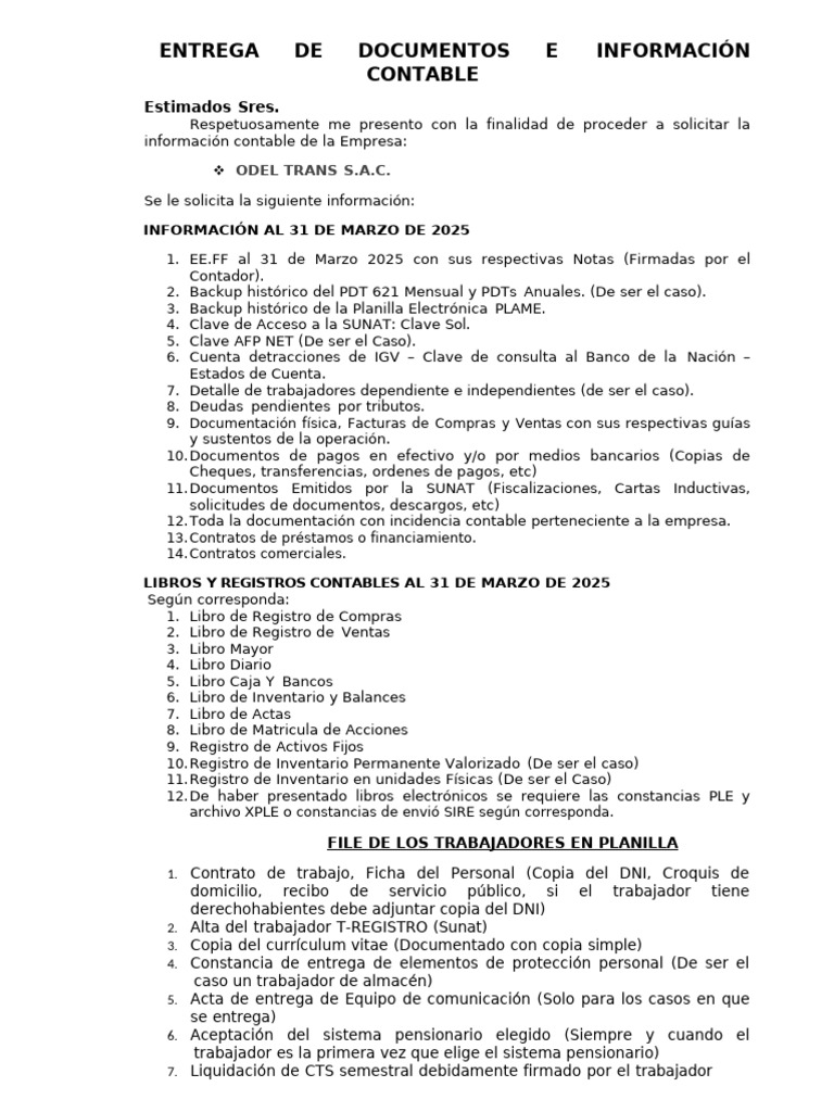 Solicitud de Documentos Contables | PDF