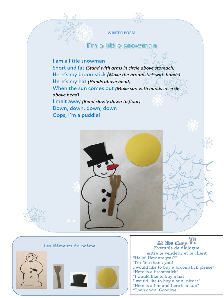 Poème du Bonhomme de Neige | PDF