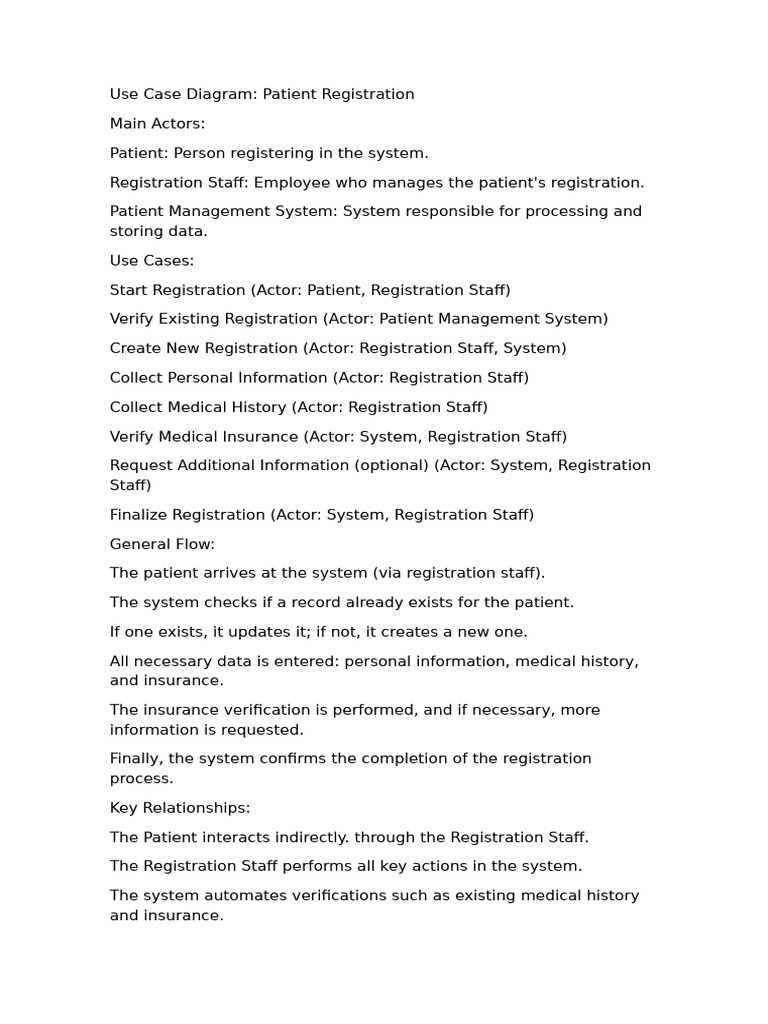 Patient Registration Use Case Diagram | PDF
