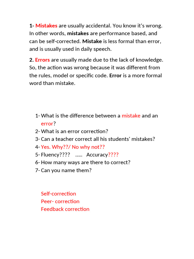 1-Mistakes Mistake 2. Error | PDF