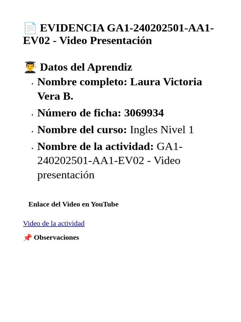 GA1 240202501 AA1 EV02 Video Presentación | PDF