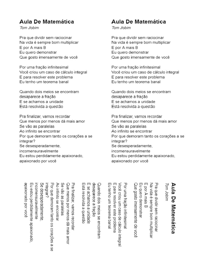 Musica Aula de Matematica Letra | PDF