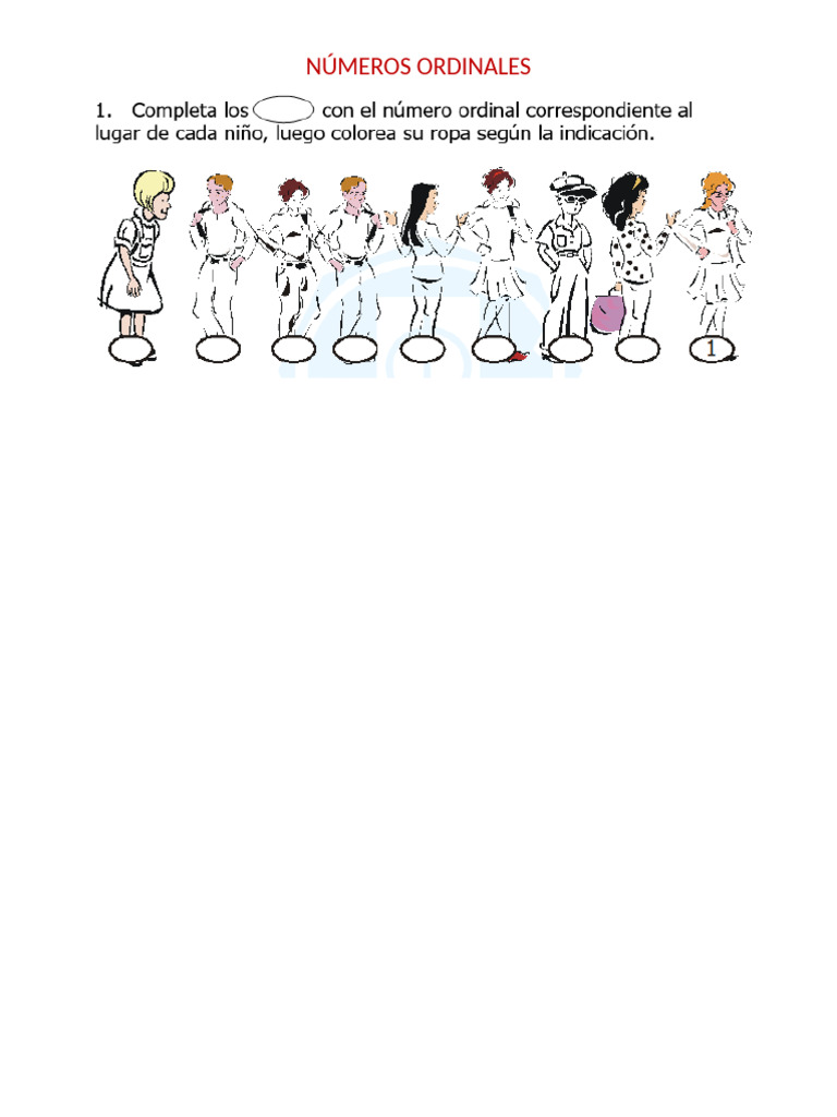 Ficha Repaso Números Ordinales | PDF
