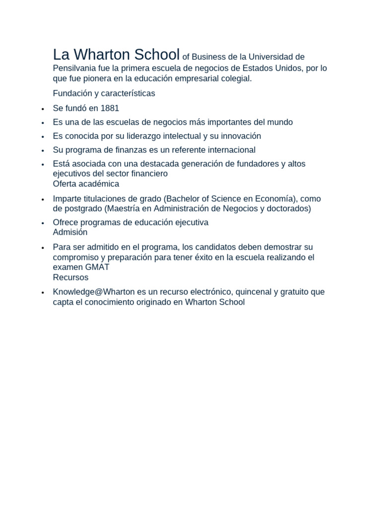 La Wharton School | PDF