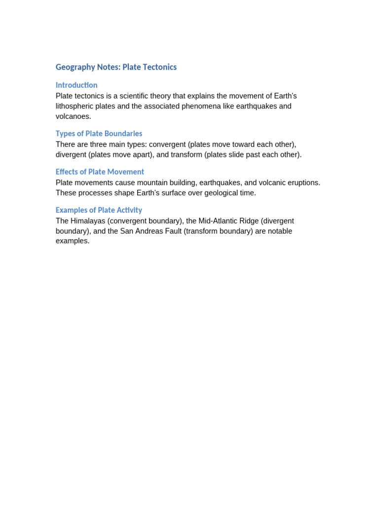 Geography Plate Tectonics | PDF