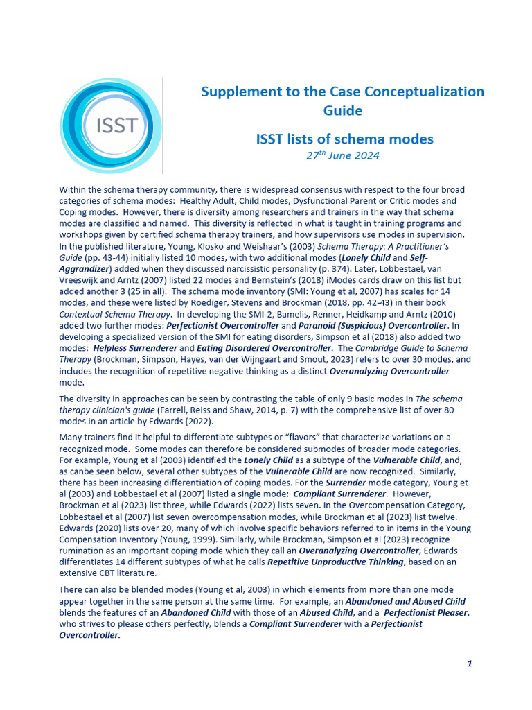 ISST Supplement To CC Guide - Schema Modes List 2024 06 27 | PDF ...