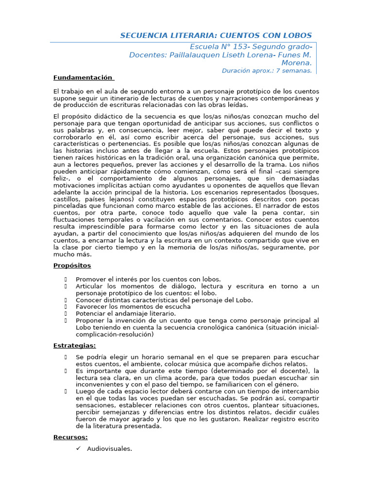Proyecto Lobos 2grado More Lore 2025 | PDF | Cuentos | Caperucita Roja