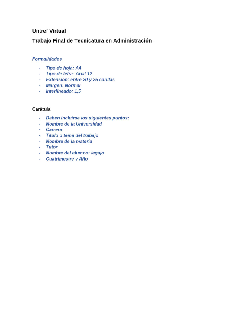 Guía para Trabajo Final en Untref | PDF