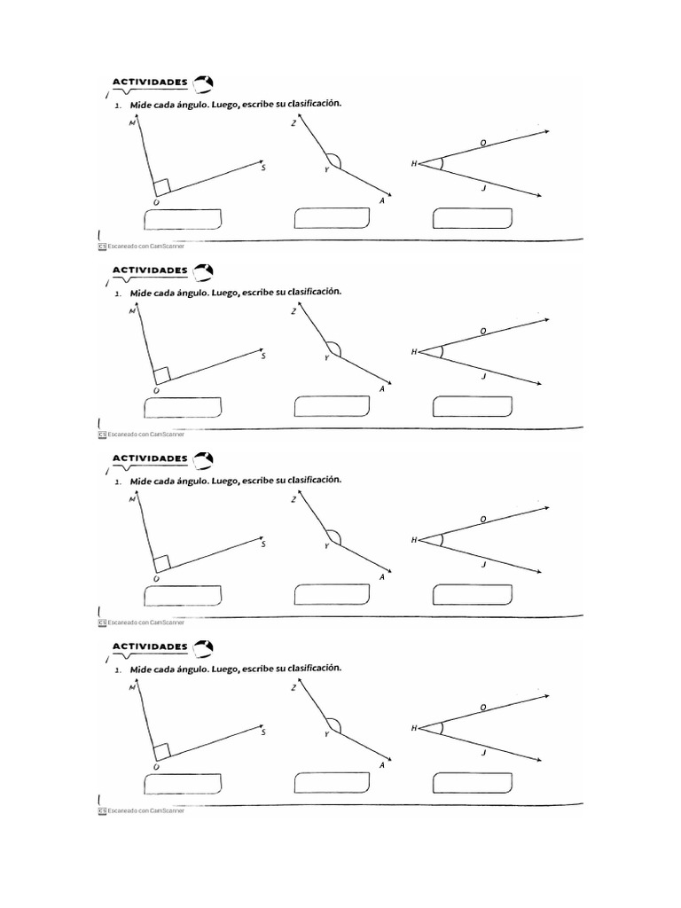 Ficha - Clasificación de Ángulos | PDF