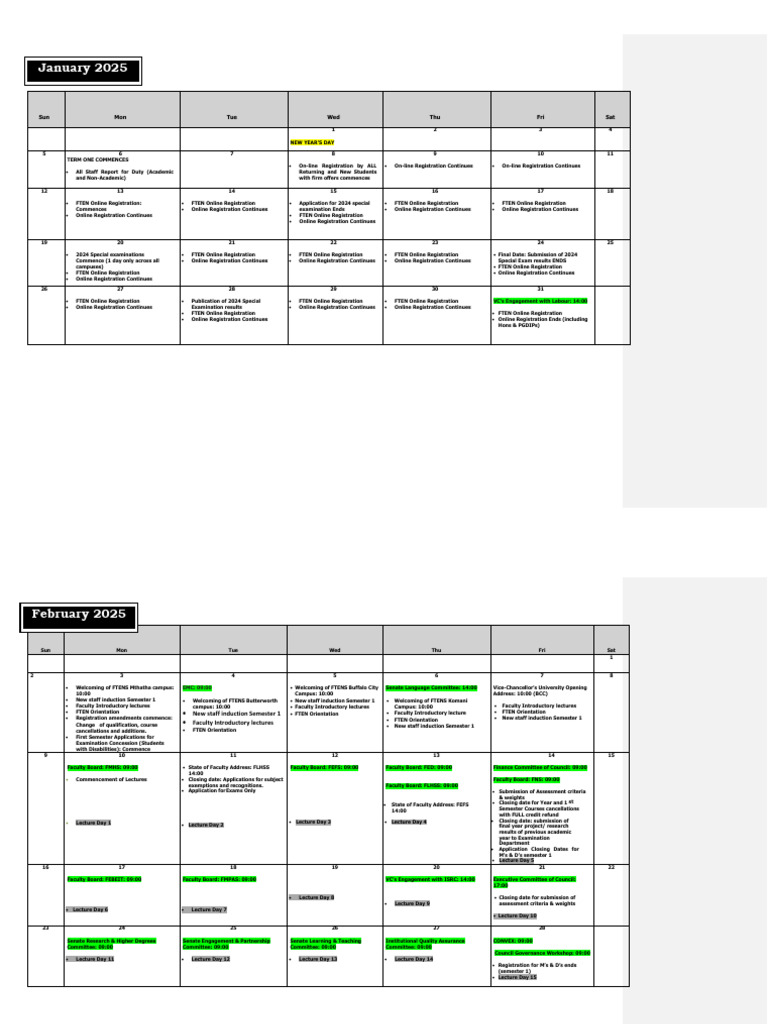 2025 Calendar Wizard - Senate Approved On 13 November 2024 | PDF ...