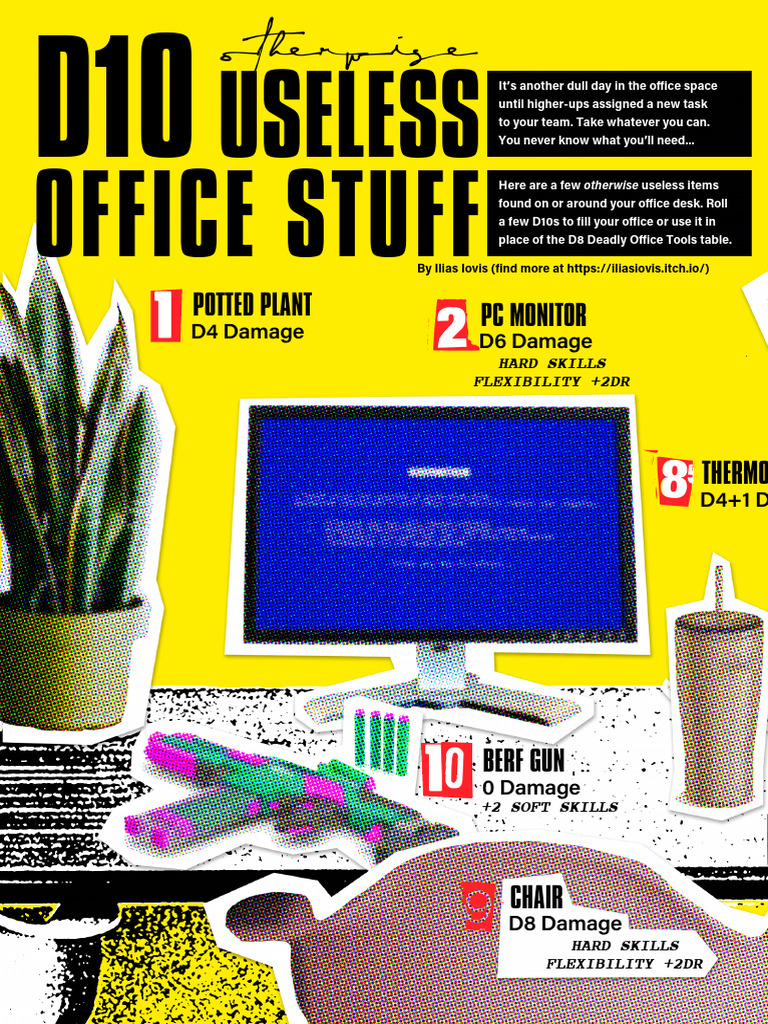 D10 Useless Office Items - A5 Pages (3mm Bleed) | PDF