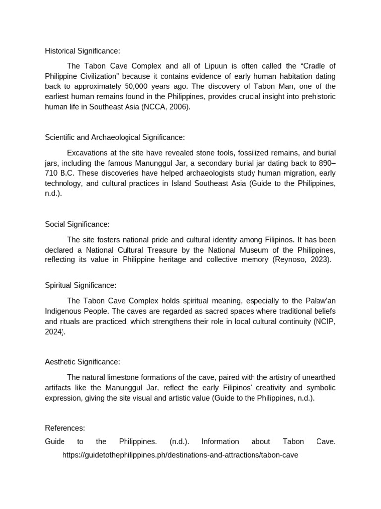 Tabon Caves: A Filipino Cultural Heritage | PDF | Archaeology