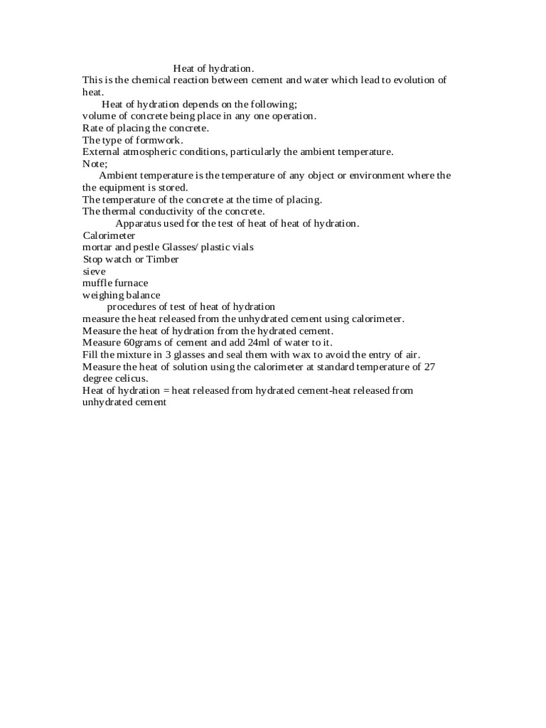 Heat of Hydration | PDF