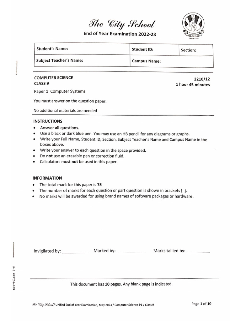 Comp p1 City School Past PPR | PDF