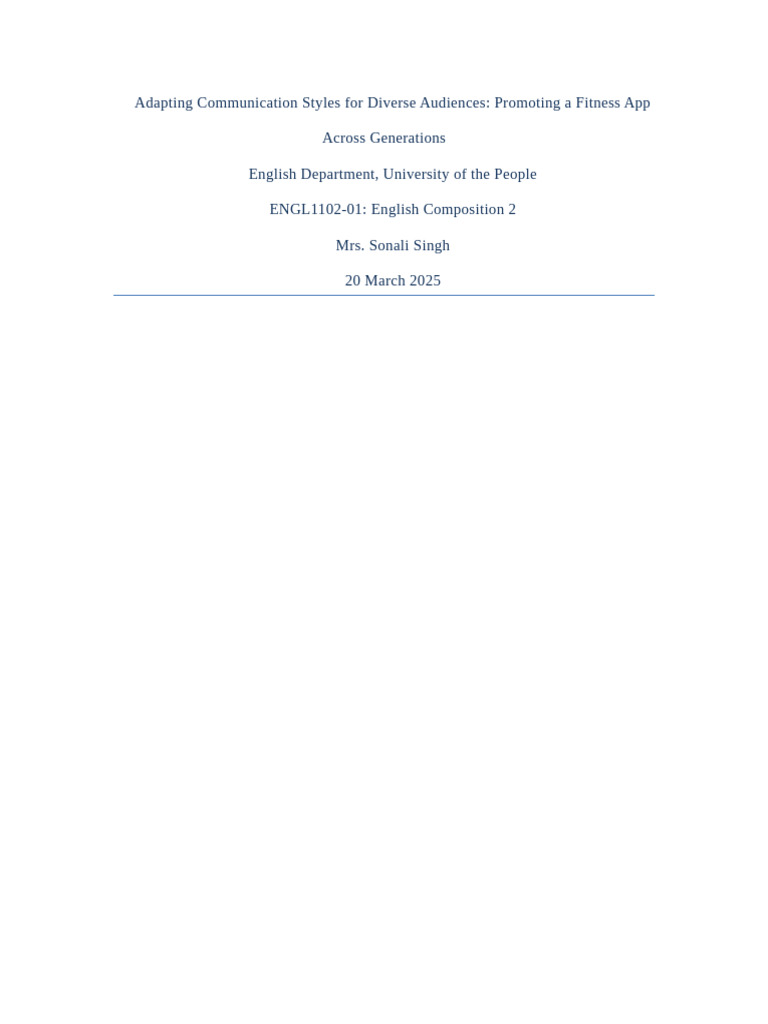 Adapting - Communication - Styles - Fitness - App Assignment | PDF ...