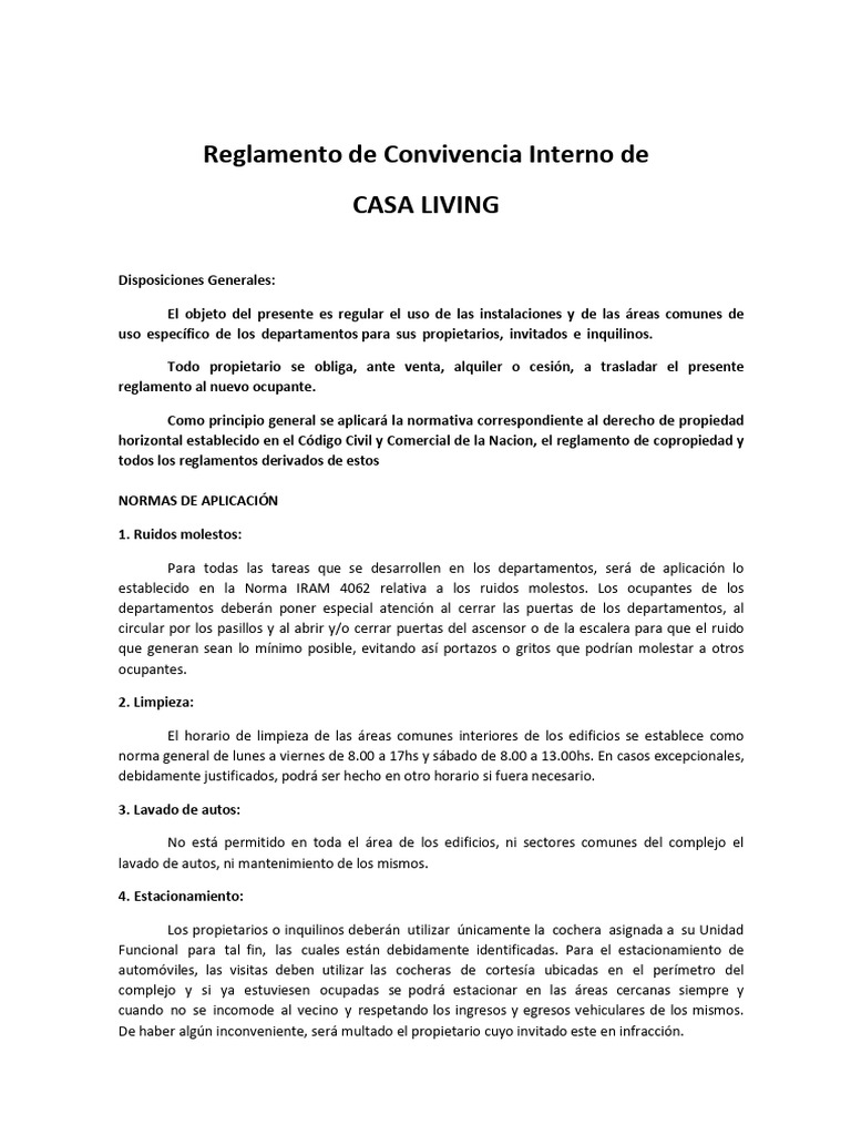 Reglamento de Convivencia | PDF | Multa (pena) | Condominio