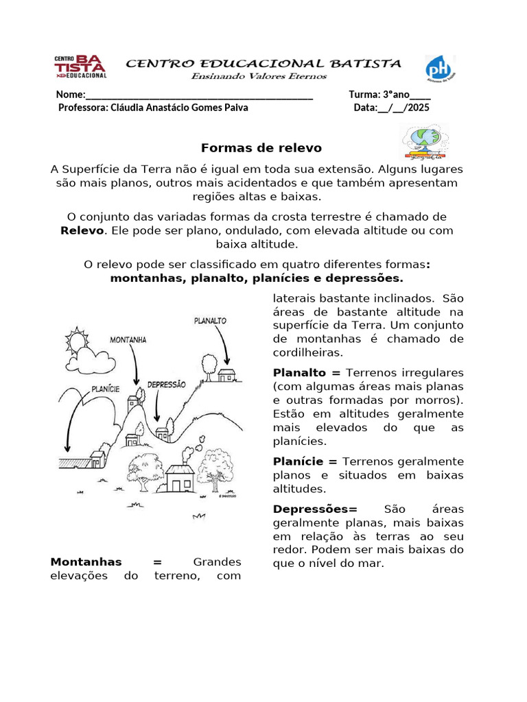 Formas de Relevo da Superfície Terrestre | PDF