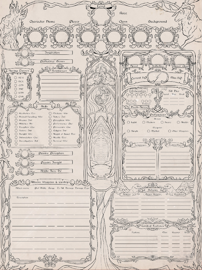 Heart of The Forest Character Sheet A4 | PDF