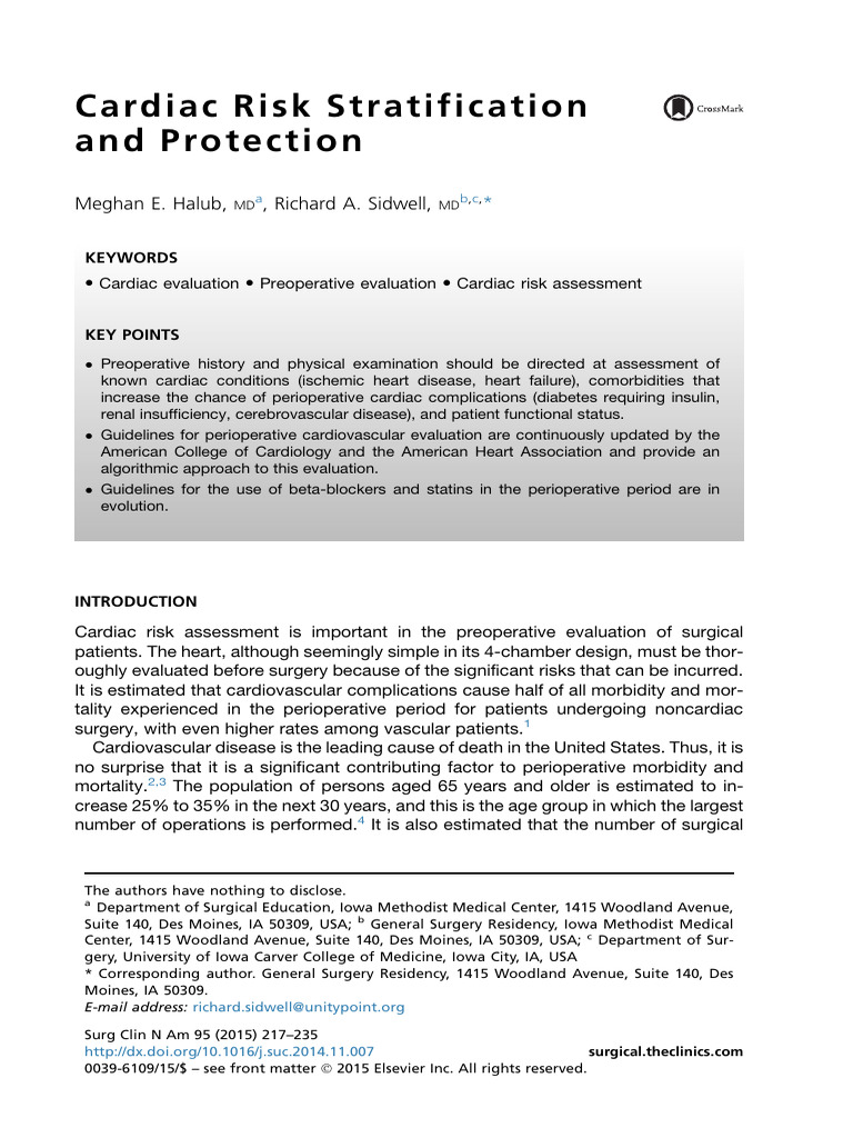 Cardiac Risk Stratification and Protection | PDF | Cardiology | Surgery
