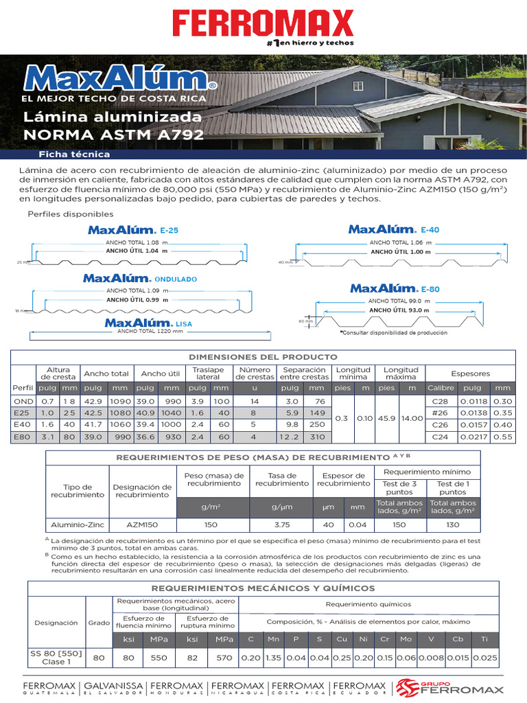 Ficha Técnica de Lámina Aluminizada | PDF | Revestimiento | Sector ...