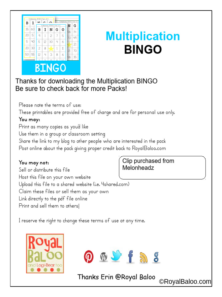 Royal Baloo Multiplication Bingo 112 | PDF | Computing | Software