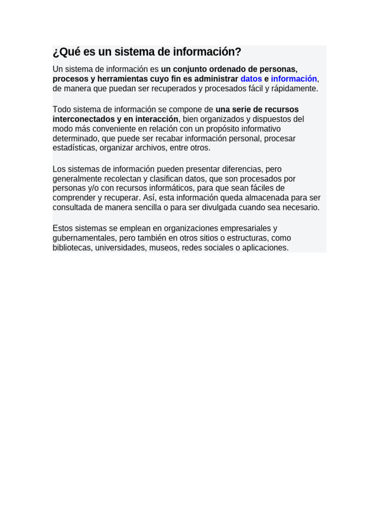 Definición de sistema de información | PDF