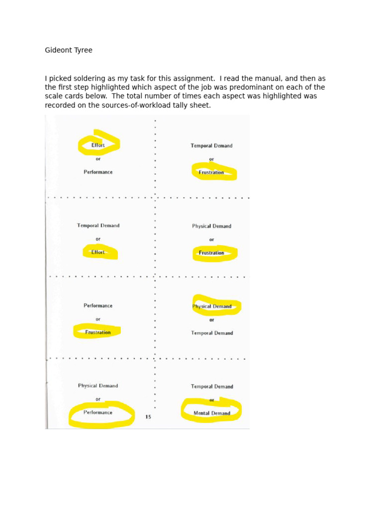 NASA Task Load Index Assignment | PDF