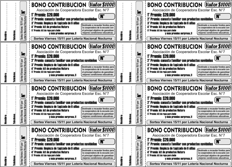 Rifa Escolar: Bono Contribución 2023 | PDF | Juegos de azar
