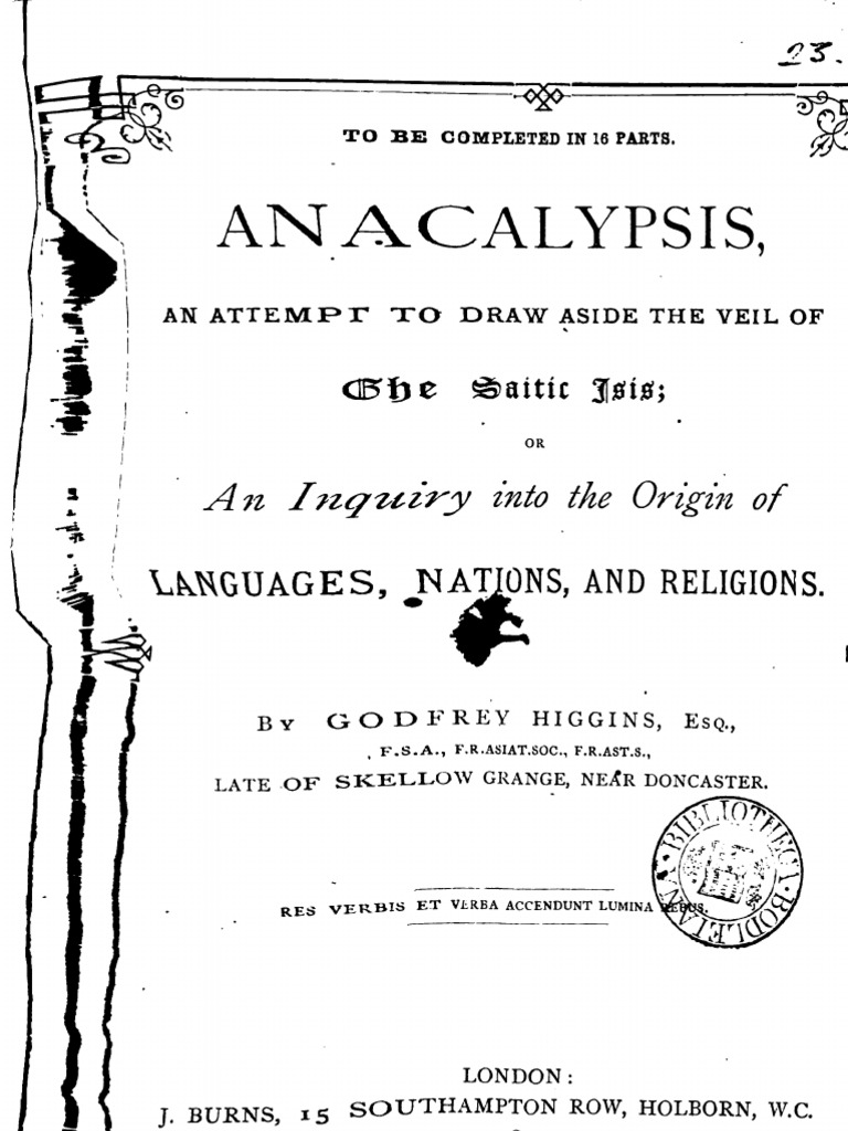 Godfrey Higgins - Anacalypsis: An Attempt To Draw Aside The Veil of The ...
