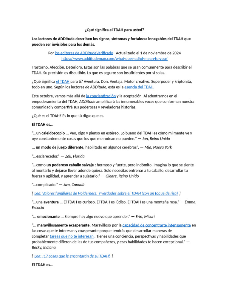 Qué Significa El TDAH Para Usted | PDF | Desorden hiperactivo y deficit ...