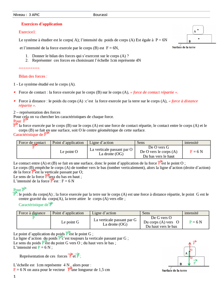 Bilan des Forces en Physique 3ème | PDF | Obliger | Poids