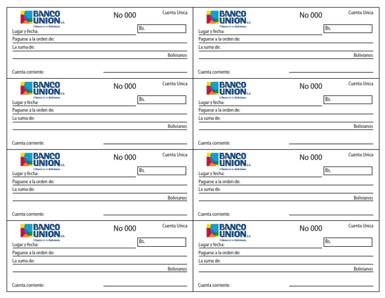 Modelo de Cheque Banco Unión | PDF