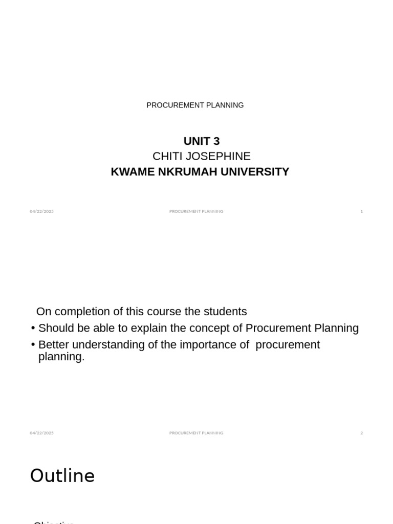 Procurement Planning | PDF | Procurement | Budget