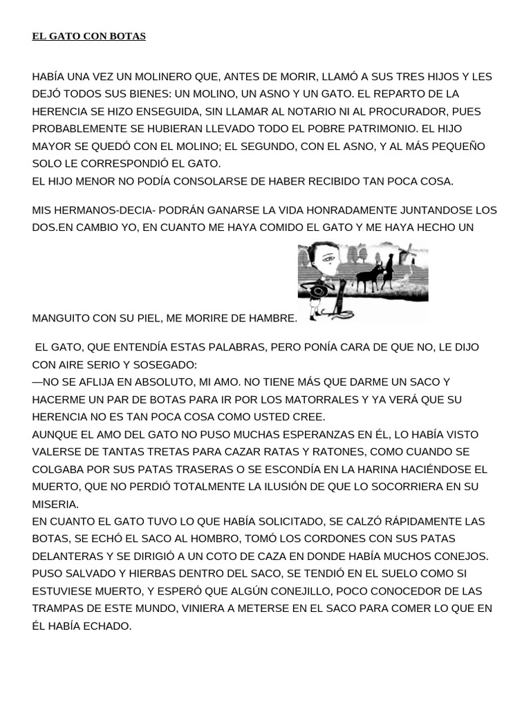 Cuento Gato Con Botas en Mayuscula | PDF | Gatos