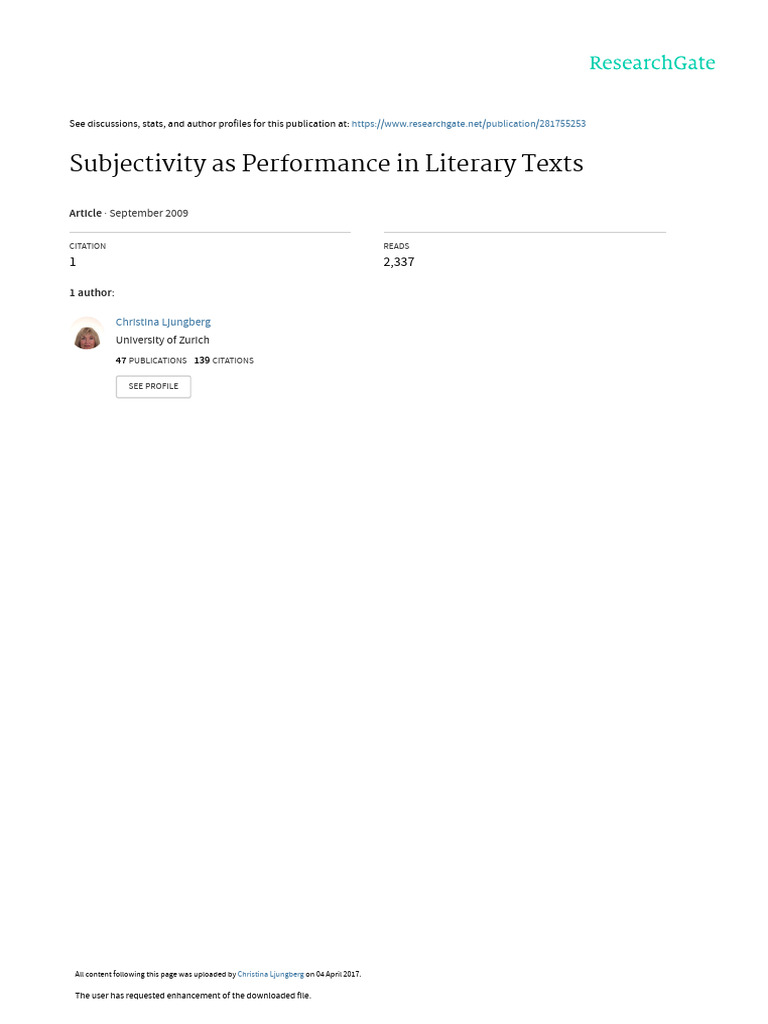 7ChristinaLjungberg Subjectivity | PDF | Phenomenology (Philosophy)