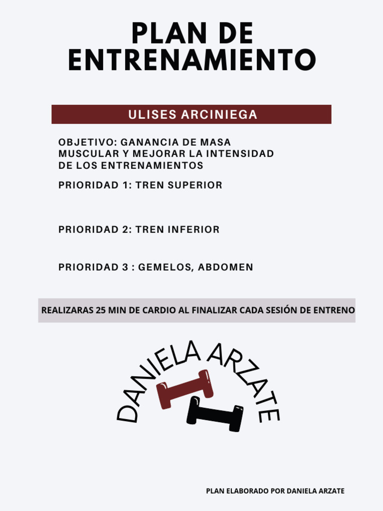 Plan de Entrenamiento Ulises Mes Nov | PDF | Aptitud física | Ejercicio físico