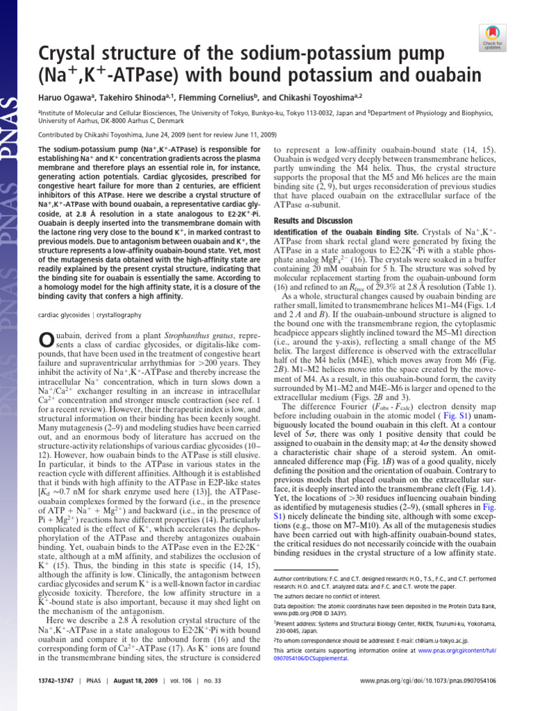 Ogawa Et Al Crystal Structure of The Sodium Potassium Pump (Na K Atpase ...