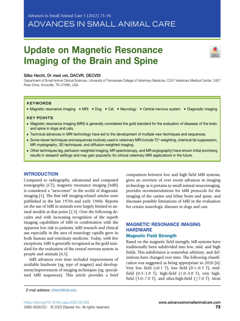Update On Magnetic Resonance Imaging of The Brain and Spine | PDF ...