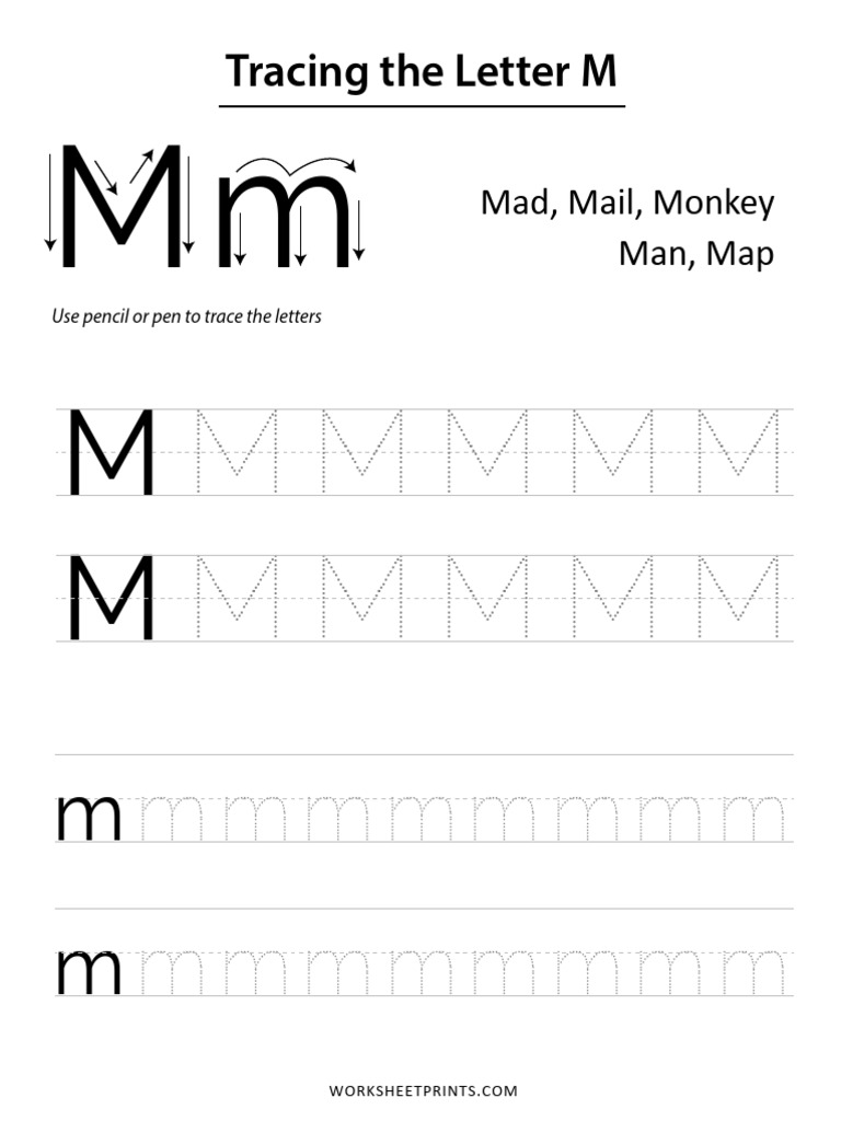Tracing Letter M | PDF
