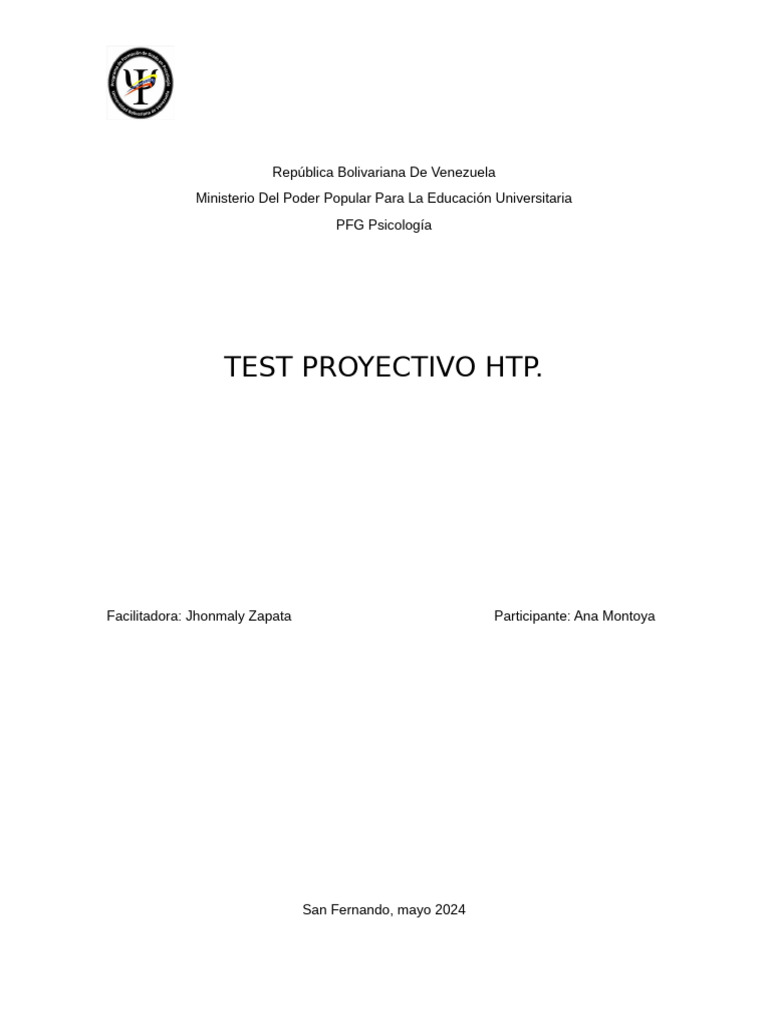 Trabajo Del Test HTP | PDF | Dibujo | Cognición