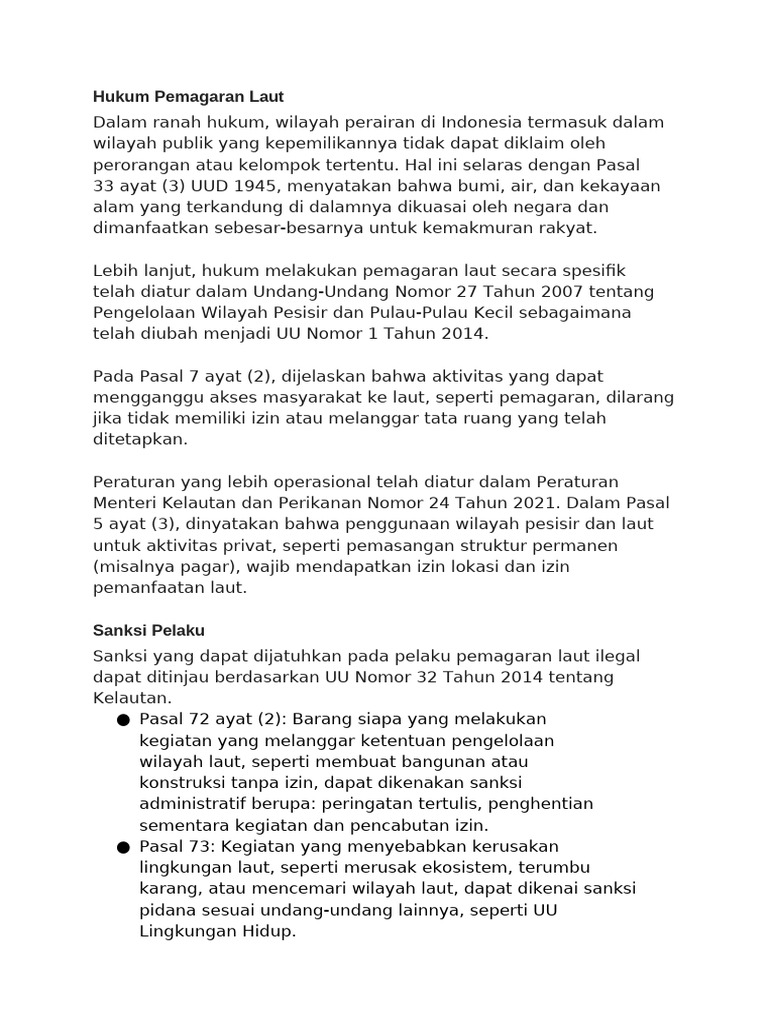 Hukum Pemagaran Laut | PDF